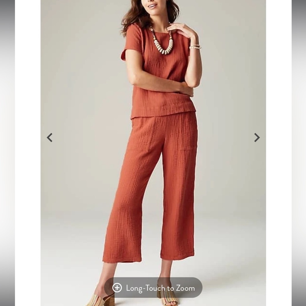 J Jill Cotton-Gauze Matching Set In Roasted Tomato - Gem